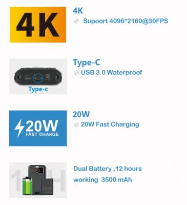 China Batería reemplazable de 3800mAh 5G cámara corporal con cámara trasera de 13MP y focos LED en venta