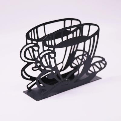Cina Supporti del tovagliolo di carta di forma della tazza di caffè nero del supporto del tovagliolo del metallo della cena 15 x 4 x 10cm in vendita