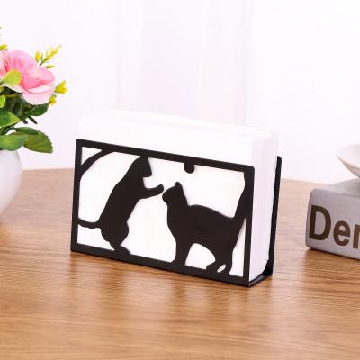 Cina Il supporto del tessuto del metallo del supporto del tovagliolo di cena di progettazione del gatto sta su 15 x 4 x 10cm in vendita