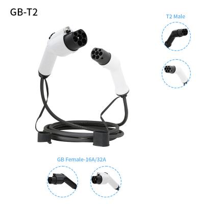 Cina Type2 di 11kw 22kw 16A 32A al Type2 portatile del caricatore di Ev del cavo di Gbt al cavo di Gbt in vendita