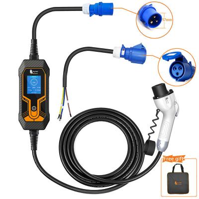 China 11KW 16A 3 Fase EV draagbare oplader Type2 EVSE oplaadbus CEE Plug 32A 7KW 11kw TYPE 2 IP66 Te koop
