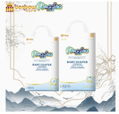 China Ultra Soft Breathable Elastic Waist Customized Printed Disposable Baby Diaper Pants With Maggino Diaper for sale