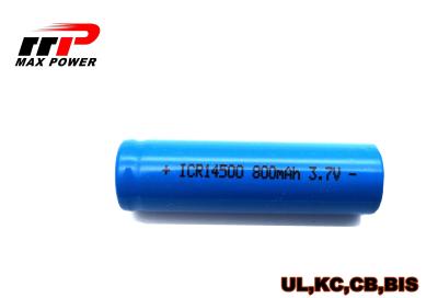 中国 800mAh 3.7V ICR14500 2.4Aの動力工具のための高い排出のプラットホームのリチウム イオン充電電池 販売のため