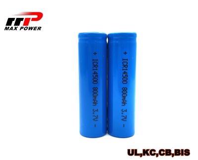 中国 800mAh 3.7V ICR14500 2.4Aの動力工具のための高い排出のプラットホームのリチウム イオン充電電池 販売のため