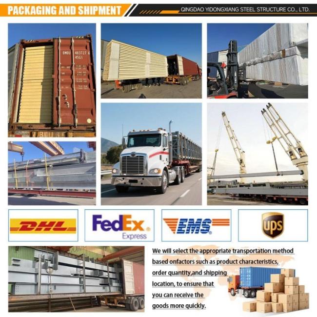 Steel building components packed for shipping