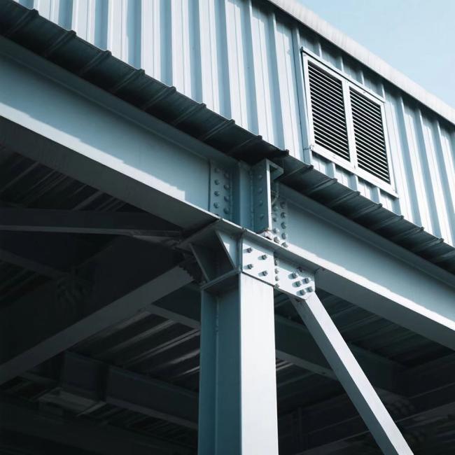 Two-story steel structure warehouse exterior