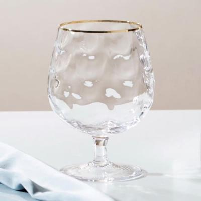 Chine Brandy Cognac Glasses peu commun martelé 16 onces remettent soufflé avec la jante d'argent d'or à vendre