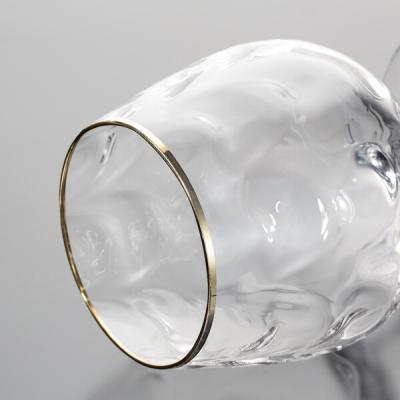 Chine Brandy Cognac Glasses peu commun martelé 16 onces remettent soufflé avec la jante d'argent d'or à vendre