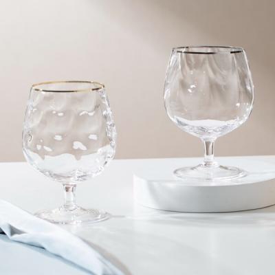 Chine Brandy Cognac Glasses peu commun martelé 16 onces remettent soufflé avec la jante d'argent d'or à vendre