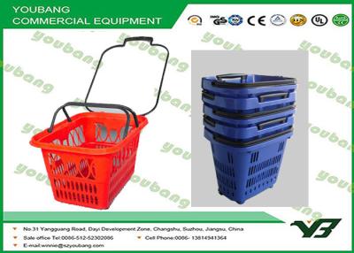 Cina Carretto di plastica del cestino della spesa di rotolamento del supermercato dell'OEM con 4 ruote per stoccaggio in vendita