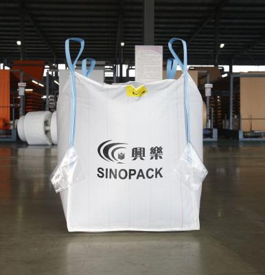 China Plain Bottom 1 Tonne Bags With OHSAS 18001 Certification And Corner Lifting Loops for sale