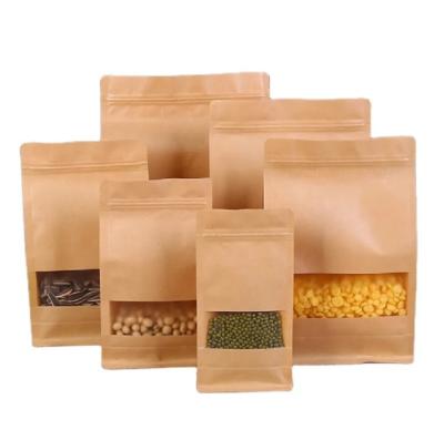 Cina borse di imballaggio per alimenti di Kraft risigillabili con la finestra trasparente in vendita