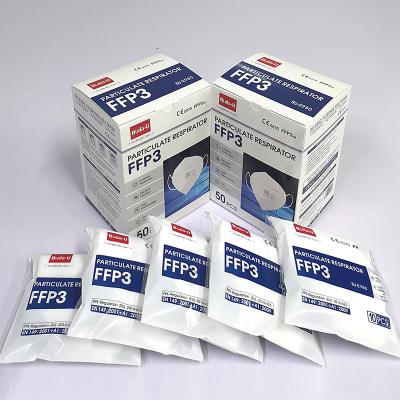 China EN149 FFP3 Face Mask , Breathable FFP3 Protective Face Mask With Elastic Earloop , With No Valve , White Color for sale