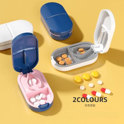 Pill Cutter Box Portable Drug Box Tablet Cutter Splitter Medicine Pill Holder