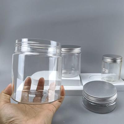 China Custom 150ml 250ml 500ml 600ml Empty Clear Plastic PET Cosmetic Cream Body Butter Scrub Jar with Screw Lid for sale