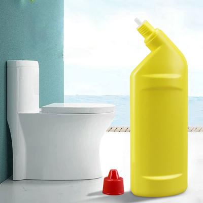 China Customize 500ml Yellow Detergent Plastic HDPE Chemical Multifunction Dish Soap Toilet Cleaner Bottle with Screw Cap for sale