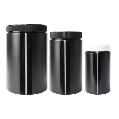 China Wholesale 200g 500g 1000g Black Bottle Material Food Grade Honey Container PET Honey Plastic Jar for sale