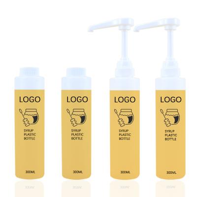 China Good Quality 300ml 10oz Bottles Syrup Pumps Dispenser Plastic and Olive Oil Plastic Bottle for sale