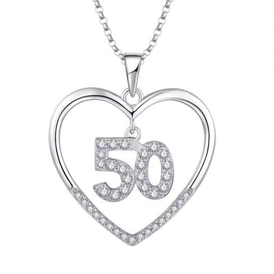 Cina YASVITTI Custom Fashion 925 Sterling Silver Heart Necklace Number 50 and 30 Pendant Necklace Wholesale in vendita