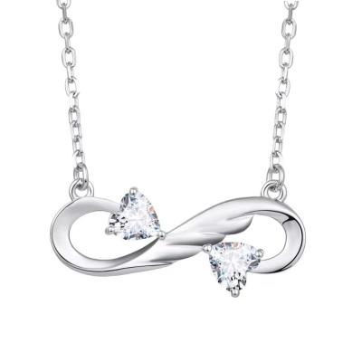 Cina YASVITTI 925 Sterling Silver Infinity Heart Necklace Heart Cubic Zircon Luxury Women Necklace Jewelry in vendita