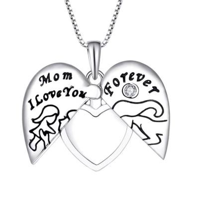 Cina YASVITTI 925 Sterling Silver Mom I Love You Forever Heart Locket Pendant Necklace for Women in vendita