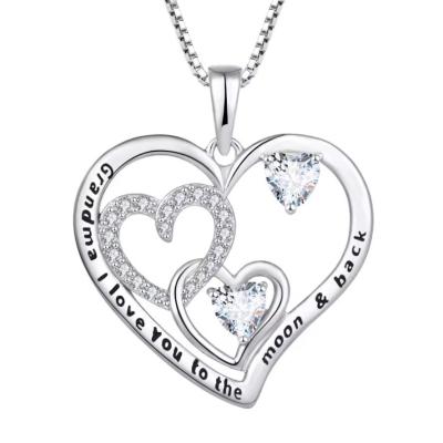 Cina YASVITTI Jewelry I Love You To The Moon And Back Pendant Necklace 925 Sterling Silver Classic Heart Design Necklace in vendita