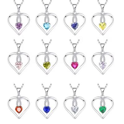 Cina YASVITTI High Quality Sparkling Heart 5A Zirconia Necklace Rhodium Plated 925 Sterling Silver Necklace Jewelry in vendita