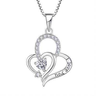 Cina YASVITTI I Love You Heart Pendant Necklace Multi Colored Heart Cubic Zirconia Luxury Silver 925 Heart Necklace Jewelry in vendita