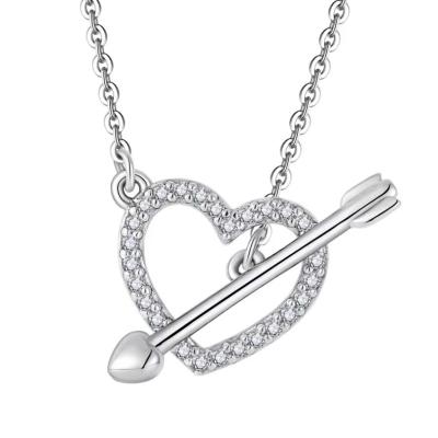 Cina YASVITTI 925 Sterling Silver Women's Necklace 'One Arrow through the Heart' Zircon Stone Valentine's Day Party Gift in vendita