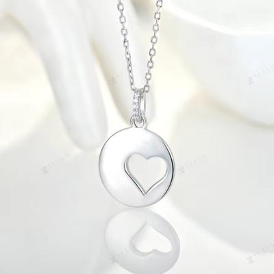Cina YASVITTI Romantic 925 Sterling Silver Necklace Rhodium Plated Coin Hollow Love Heart Pendant Necklace for Valentine's Da in vendita