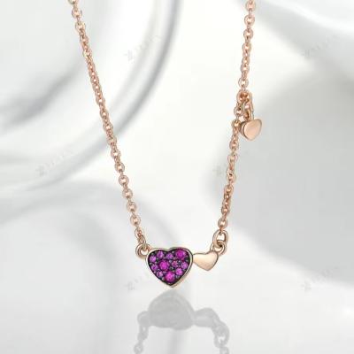 Cina YASVITTI Valentine's Day Jewellery Gift 925 Sterling Silver Necklace Gemstone Diamond Rose Gold Plated Heart Necklace in vendita