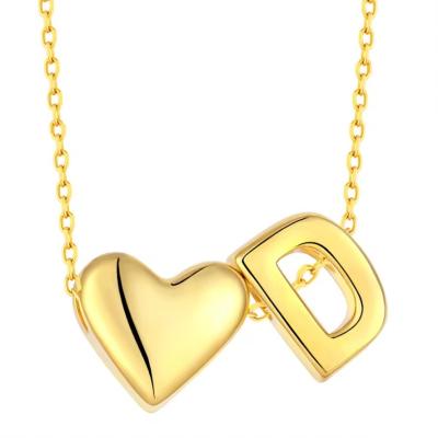 Cina YASVITTI Personalized 925 Sterling Silver Heart Initial Necklace 18K Gold Plated Luxury Letter Heart Necklace For Girls in vendita