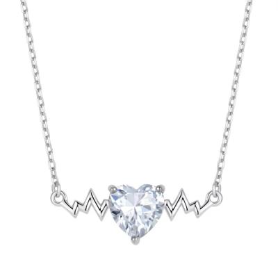 Cina YASVITTI 925 Sterling Silver Heartbeat Necklace Heart Shape 8A Cubic Zircon Women's Fine Jewelry for Gifts in vendita