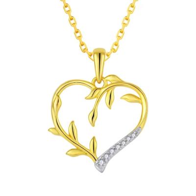 Cina YASVITTI Custom 18K Gold Plating Heart Leaf Pendant Necklace 925 Silver Fine Jewelry in vendita
