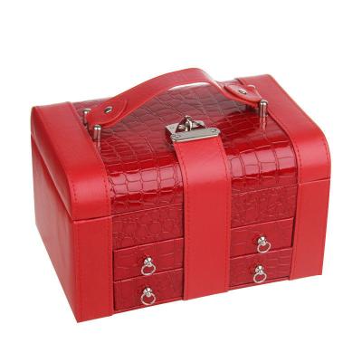 China Caixa de couro do falso do organizador do relógio da colar do anel do organizador da guarda-jóias à venda