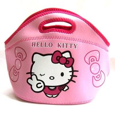 Cina Hello Kitty ha stampato le borse isolate riutilizzabili del pranzo, scherza la borsa del dispositivo di raffreddamento del neoprene in vendita