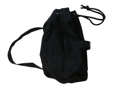 中国 個人化されたキャンバスの買物客袋、革パッチのロゴの黒いドローストリング袋 販売のため