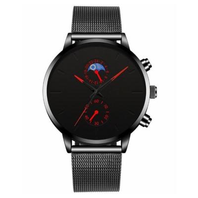 China Reloj de acero inoxidable electrochapado Moonphase 3ATM 3eyes 6hands del cuarzo en venta
