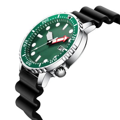 China Mode-passt zufälliger Mann-Sport-Quarz-Uhr-Wasser-Geist grüne Farbe auf zu verkaufen