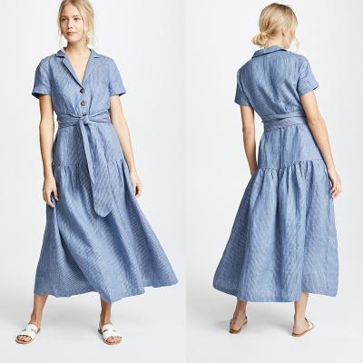 Китай Производитель одежды Striped макси платья на лето женщин продается