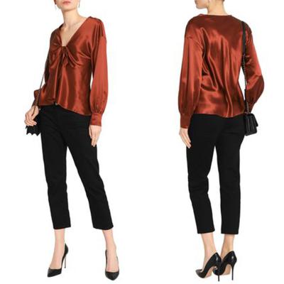 中国 落下衣類のRopa Mujerのサテンの女性の女性のための長い袖のブラウス 販売のため