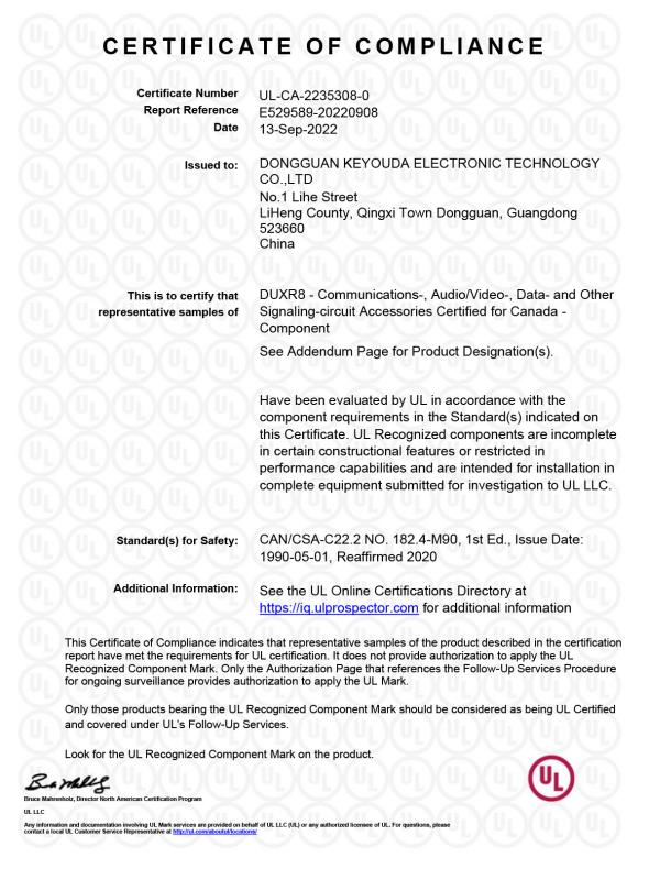 UL - Keyouda Electronic Technology Co.,ltd