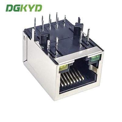China Conector de red de filtro integrado KRJ-125GYNL RJ45 100M 8PIN con luz y escudo en venta