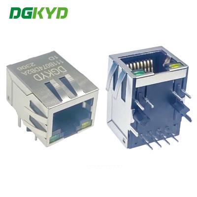 China Conector 8PIN de la red de DGKYD111B074DB2A1D RJ45 el 100M sin la lámpara con el escudo en venta
