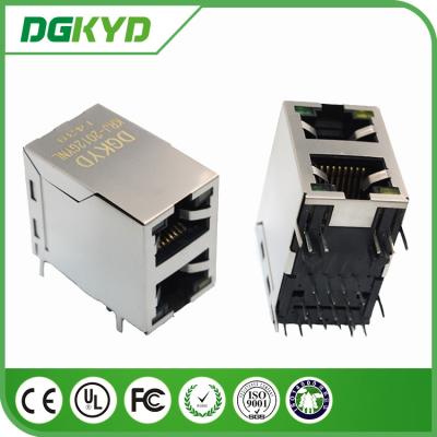 China conector hembra de 100base 2-Port 2 X1 RJ45 con el transformador interno con el LED para el interruptor de red en venta