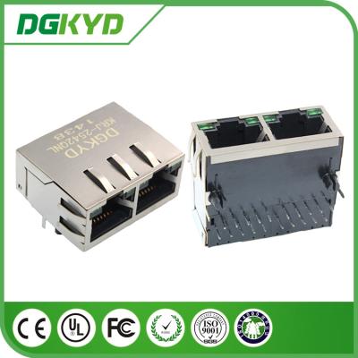 China Conector magnético integrado de Gigabit Ethernet RJ45 de 1 x 2 puertos con el LED en venta