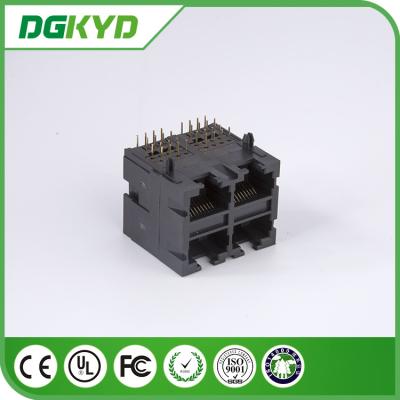 China 2 x 2 puerto multi RJ45 apilado Ethernet Jack modular para el uso del transmisor-receptor en venta
