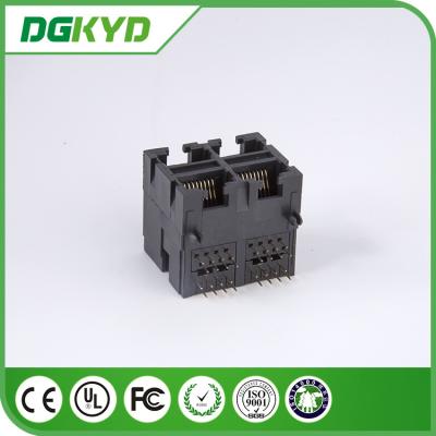 China 2 x 2 puerto multi RJ45 apilado Ethernet Jack modular para el uso del transmisor-receptor en venta