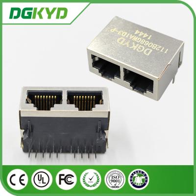 China del 100M 1x2 de la etiqueta conector del PWB abajo RJ45 Jack modular con el POE en venta