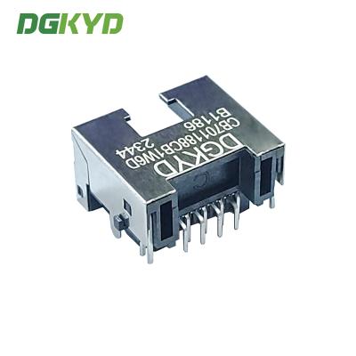 중국 낮은 프로필 Rj45 여성 커넥터 DIP 싱크 플레이트 7.0 8P8C 직선 DGKYDCB7011188CB1W6DB1186 판매용